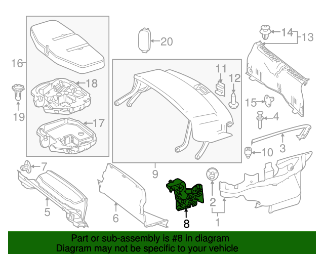 172-694-05-00-9051 - Trunk Trim Panel Bracket 2017-2020 Mercedes-Benz ...