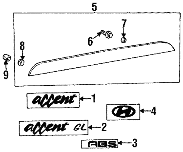 1995-1999 Hyundai Accent Nameplate 86321-22000-KR | OEM Parts Online