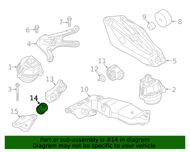 22327953115 - 2019-2024 BMW Automatic Transmission Mount Insulator (22 ...