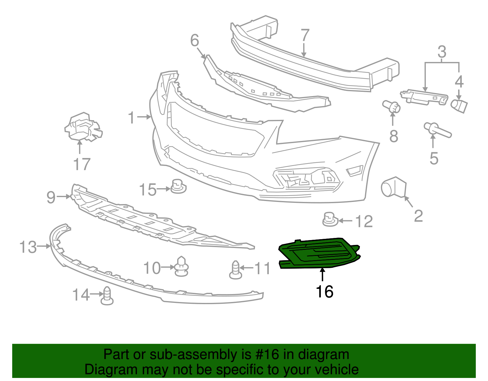 2015-2016 Chevrolet GM 94516100 Front Driver Side Fog Lamp Bezel | GM ...