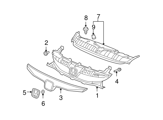 71122-SNA-A50 - Molding, Front Grille - 2009-2011 Honda Civic | Genuine ...
