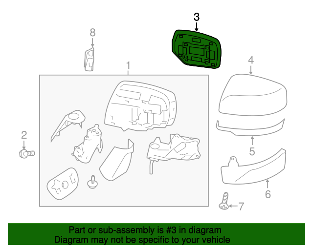 Genuine OEM Mirror Glass Part# 91039FL02A Fits 2017-2023 Subaru: Up To ...