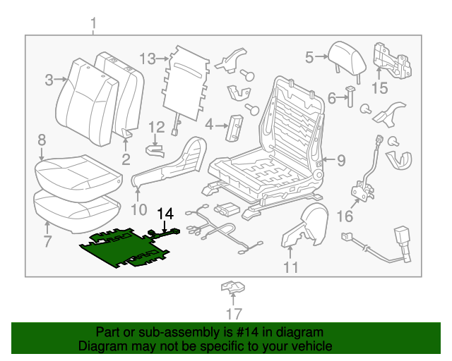 2012-2015 Toyota Tacoma Seat Cushion Heater 87510-04021 | Toyota Parts ...