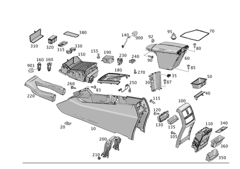 Housing with Stowage Tray, Armrest and Ashtray for 2013 Mercedes-Benz ...