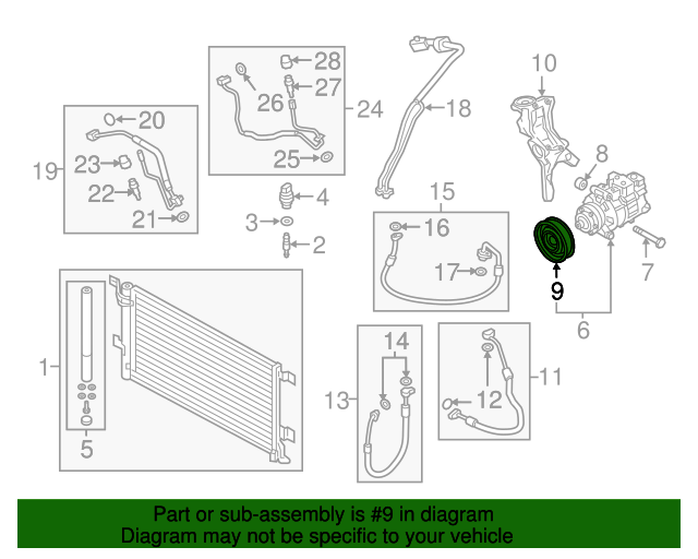 2012-2024 Audi A/C Compressor Clutch Pulley 4H0-260-810-B | Audi USA Parts