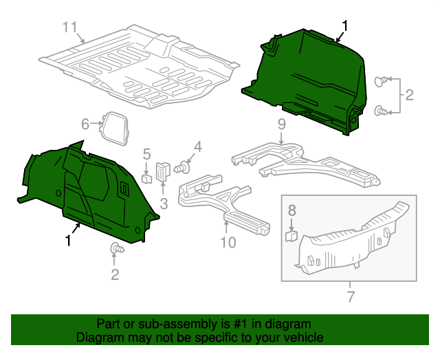 2016-2019 Chevrolet Cruze Black Passenger Side Rear Compartment Side ...