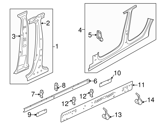 8W9-809-847-D - Body B-Pillar and Rocker Panel 2020-2024 Audi A4 ...
