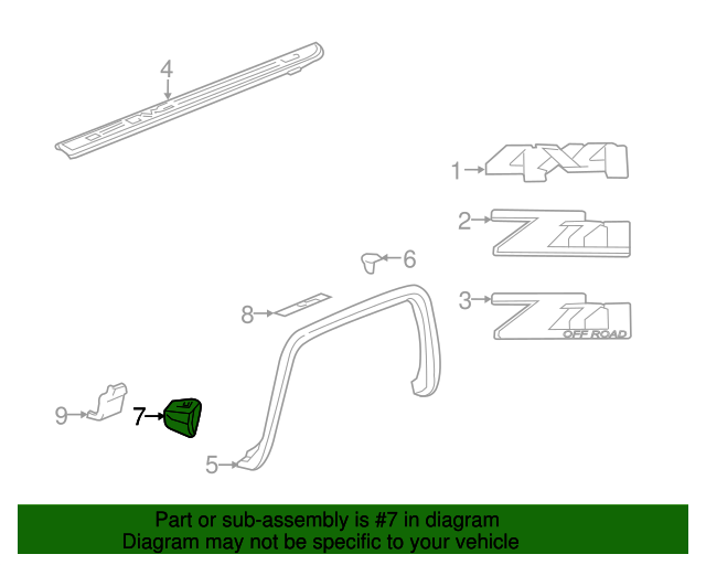 2014-2019 GMC Anthracite Rear Passenger Side Tire Front Air Deflector ...