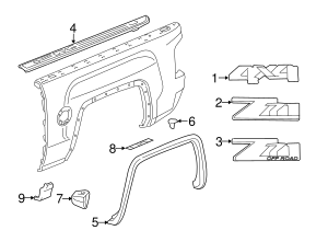 2014-2019 Chevrolet Anthracite Passenger Side Pickup Box Side Upper ...