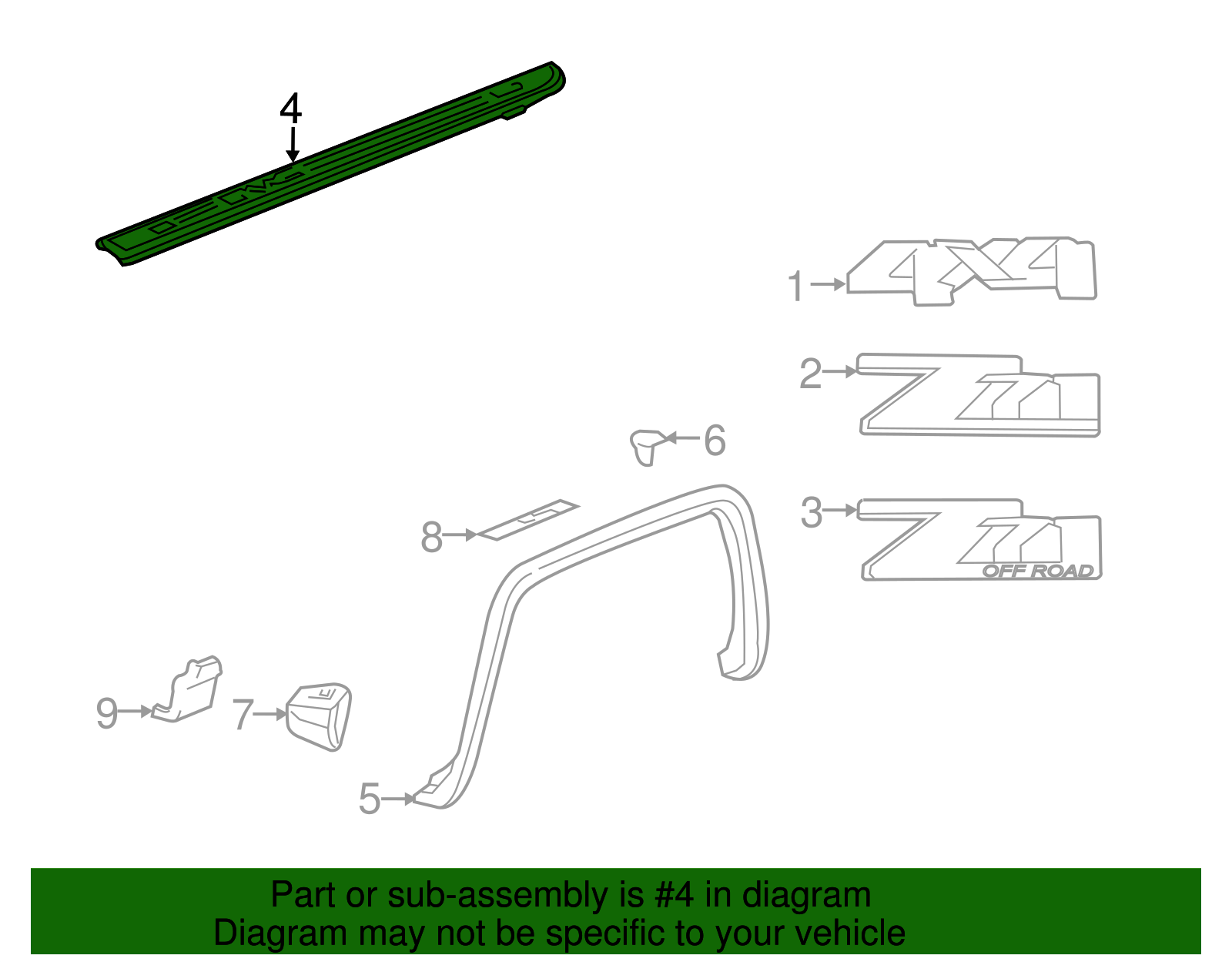 2014-2019 Chevrolet Anthracite Passenger Side Pickup Box Side Upper ...