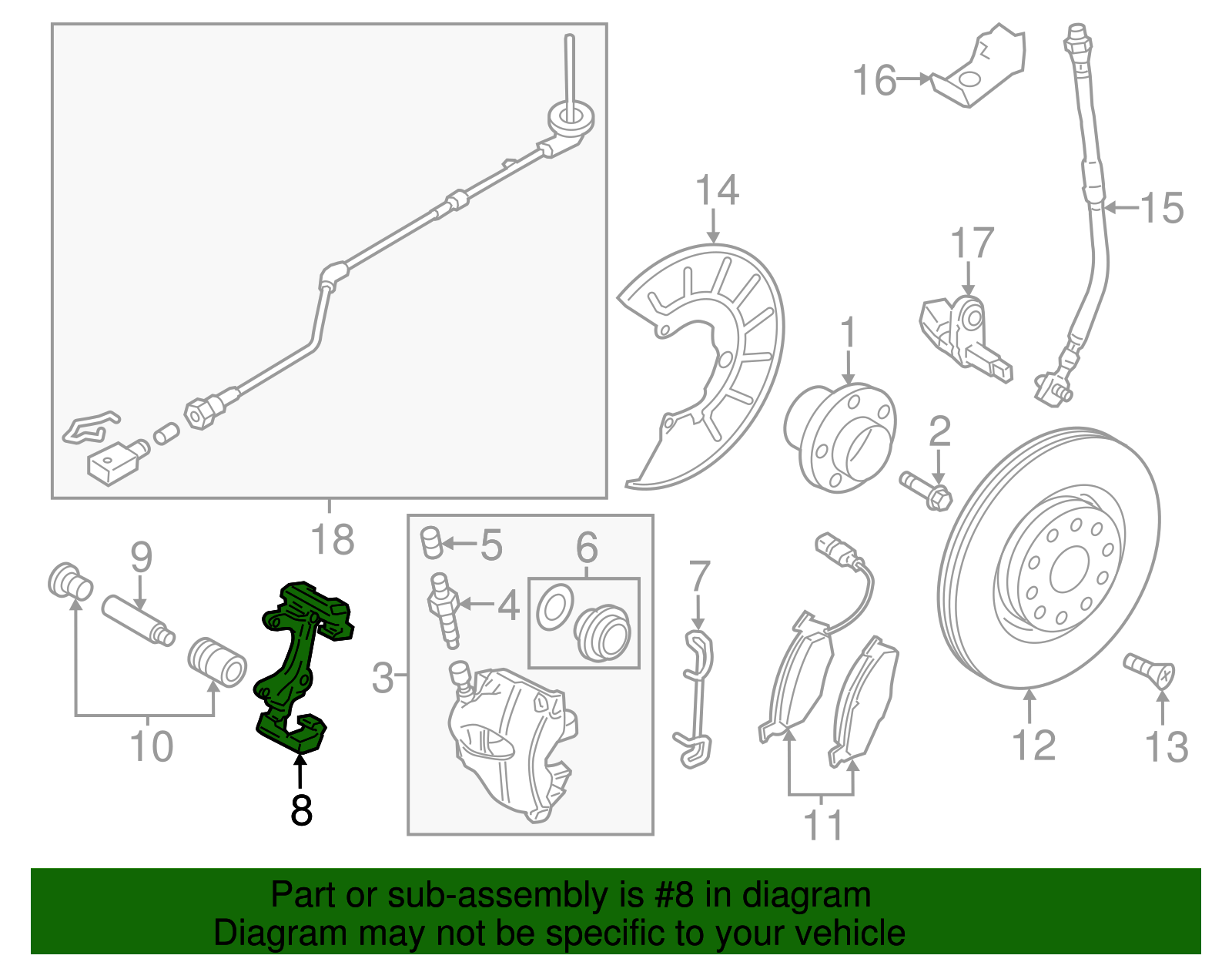 2006-2018 Volkswagen Caliper Mount 5N0-615-125-A | vwpartscenter
