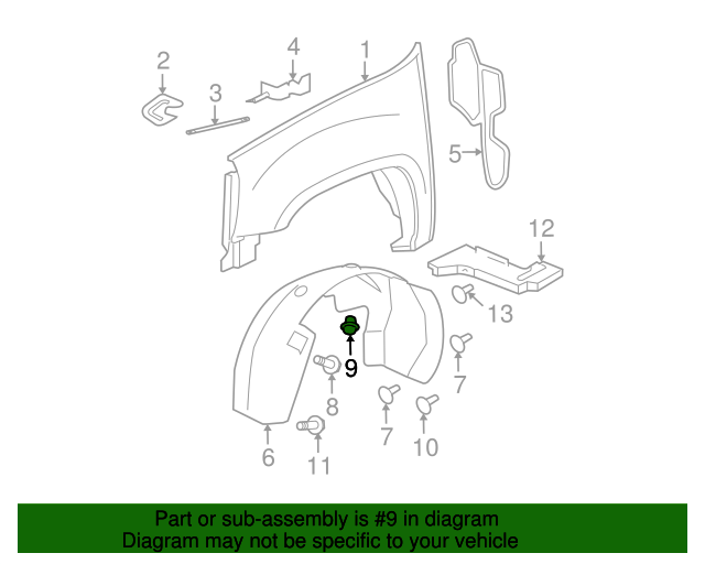 1998-2014 GM Fender Liner Retainer Clip 11519949 | TascaParts.com