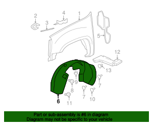 2007-2010 Chevrolet Passenger Side Front Wheelhouse Liner 25860905 ...