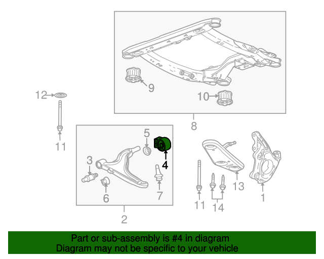 2010-2016 Cadillac SRX Front Lower Suspension Control Arm Rear Bushing ...