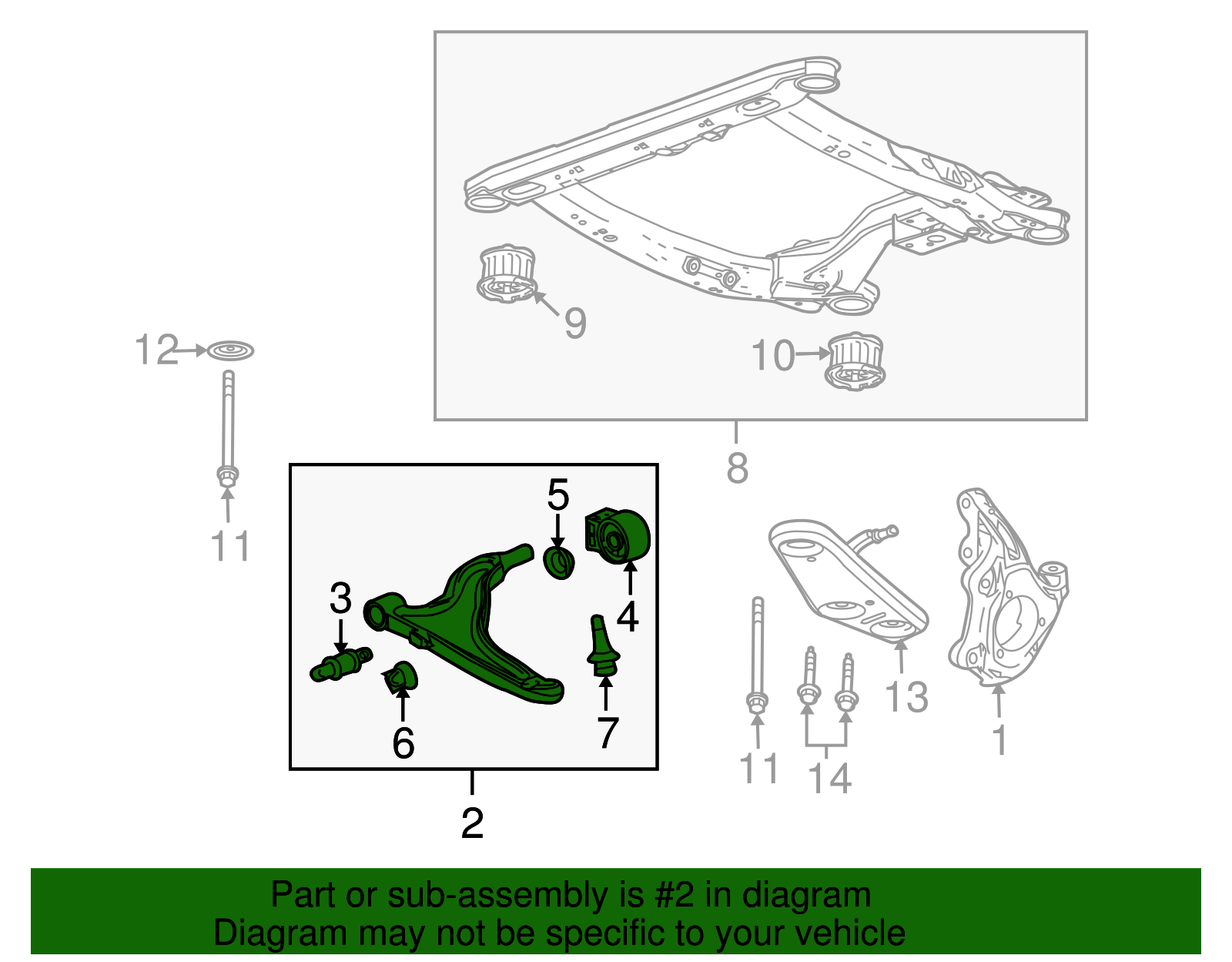 2010-2016 Cadillac SRX Front Driver Side Lower Control Arm 22979575 GM ...