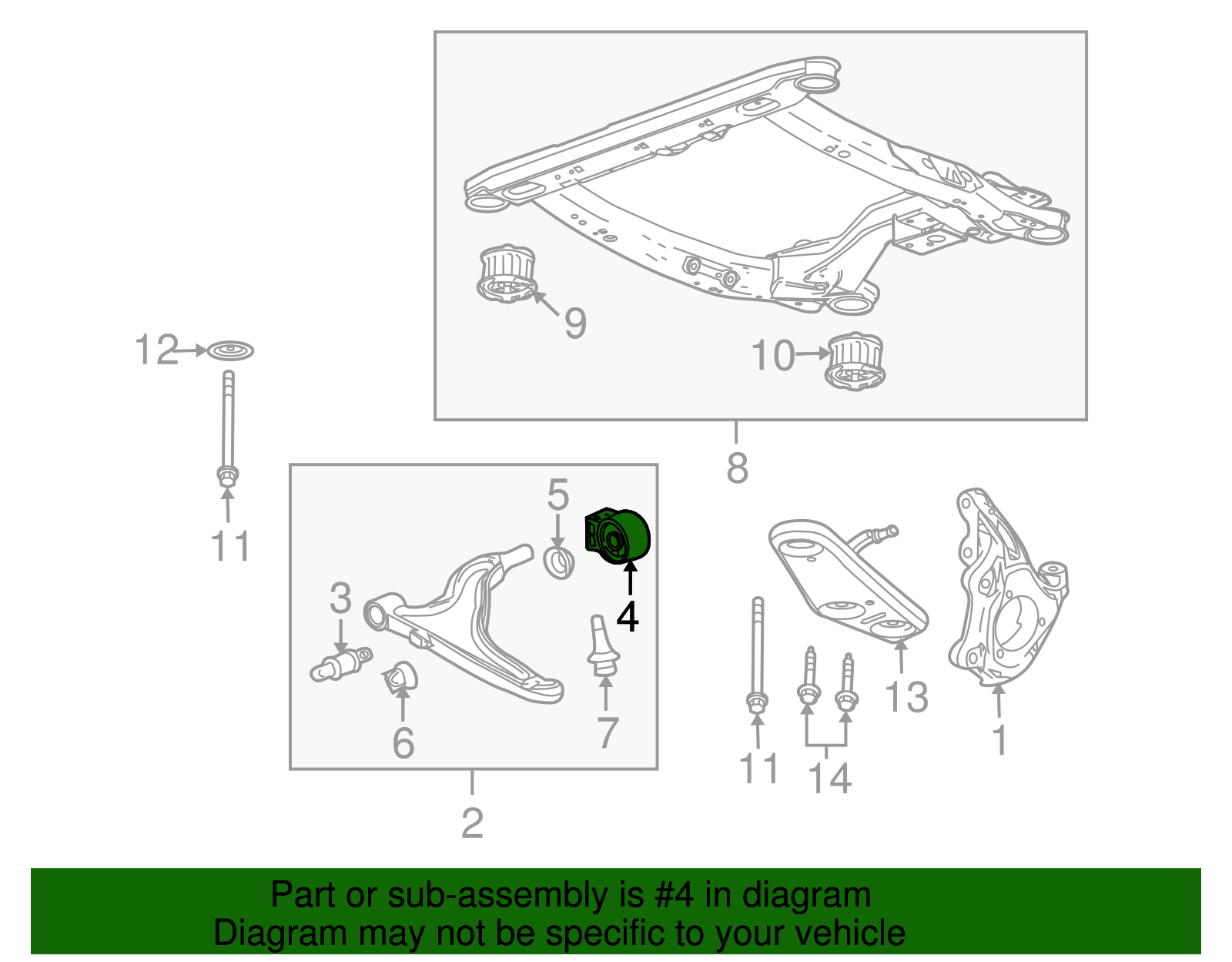 2010-2016 Cadillac SRX Front Lower Suspension Control Arm Rear Bushing ...
