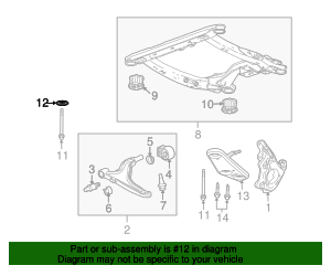 2010-2016 Cadillac SRX Drivetrain and Front Suspension Frame Washer ...