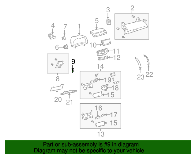 2009-2013 Toyota Switch Panel Hole Cover 55539-02130-B0 | Toyota Parts ...