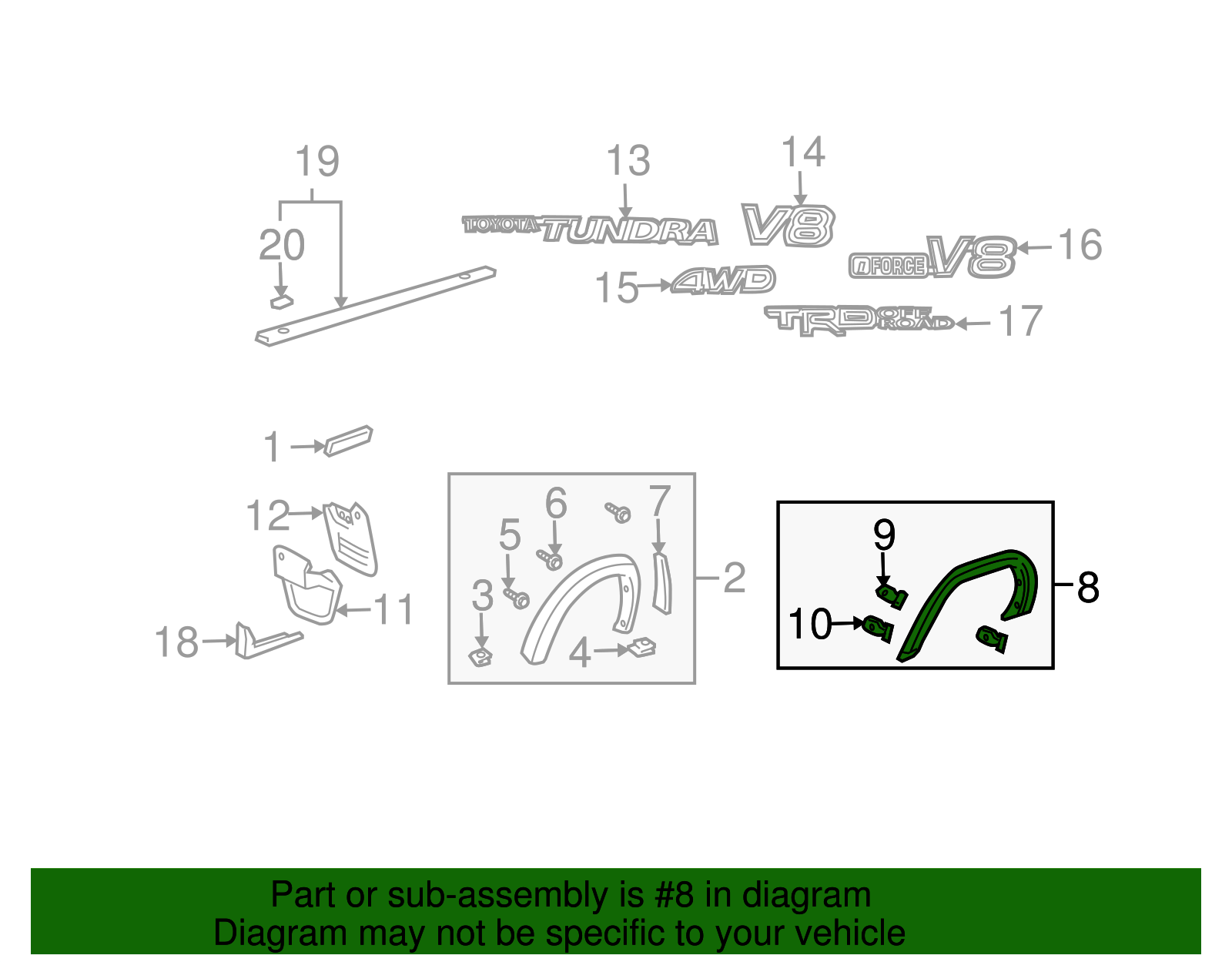 2000-2006 Toyota Tundra Wheel Opening Molding 75087-0C010 | Toyota ...