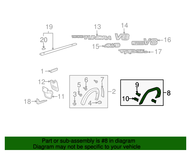 2000-2006 Toyota Tundra Wheel Opening Molding 75088-0C010 | OEM Parts ...