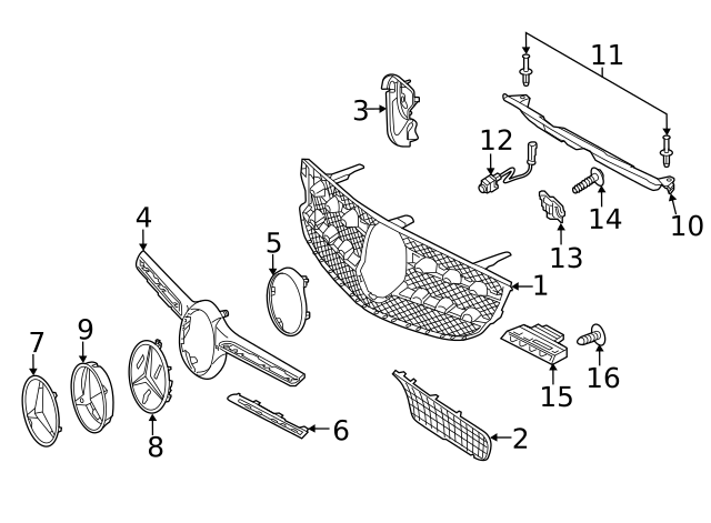 253-888-87-00-9982 - Grille Molding 2020 Mercedes-Benz GLC 300 ...