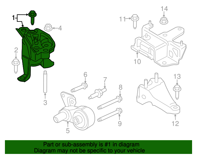 2014-2017 Ford Fiesta Motor Mount C1BZ-6038-B | TascaParts.com