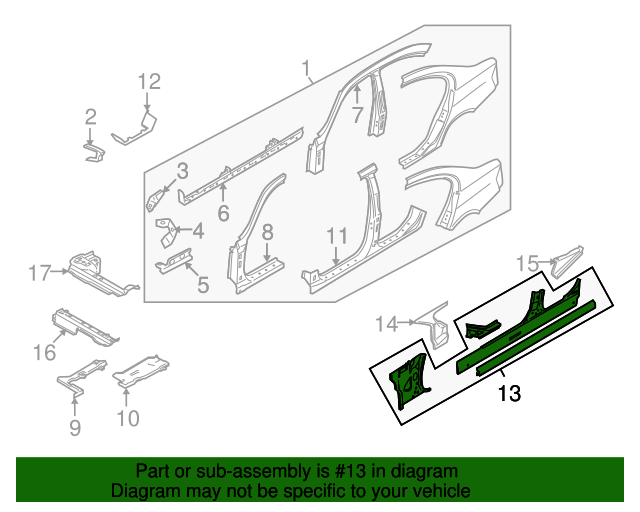 41117145337 - 2006-2011 BMW Inner Rocker (41-11-7-145-337) | BMW of ...