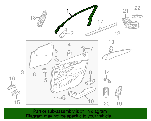 2015-2020 Mercedes-Benz Trim, Window Frame 205-727-02-71-9051 ...