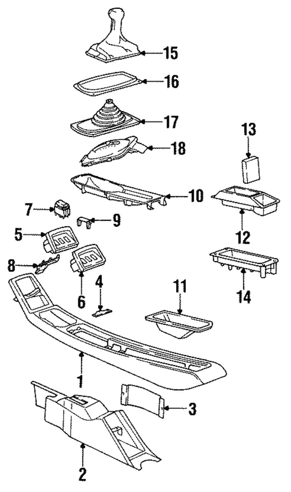 1989-1998 Porsche 911 Cover, upper, in black for center console for ...