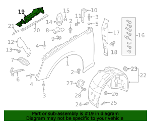 2018-2019 Audi Fender Ledge Cover 8W7-821-169-A | Audi USA Parts
