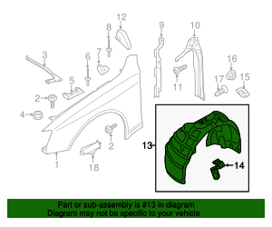 8K9-821-172-C - Fender Liner 2013-2016 Audi allroad | Audi OEM Parts