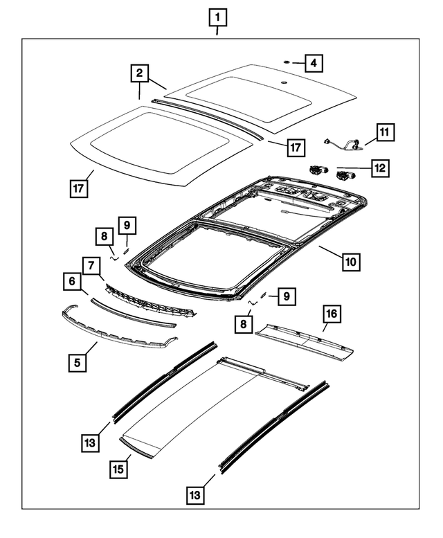 2015 Fiat 500L Sunroof Glass Seal 68394840AA | Mopar Estores