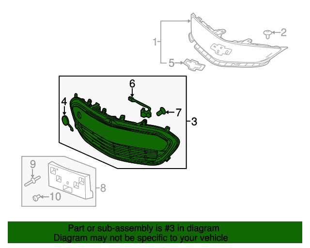 2020 Chevrolet Bolt EV Front Lower Grille 42729653 GM | GMPartsDirect.com