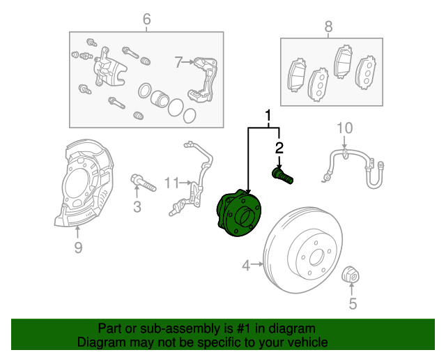 43550-47011 - Wheel Bearing and Hub (Left, Right, Front) - 2010-2015 ...