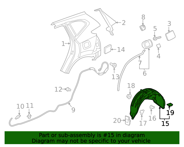 2017-2020 Honda CR-V Fender Assembly, L Rear (Inner) 74590-TLA-A50 ...