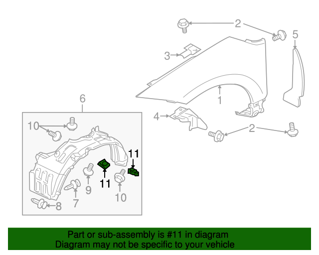 1990-2012 Mitsubishi Fender Liner U-Nut MB138567 | Auto Parts
