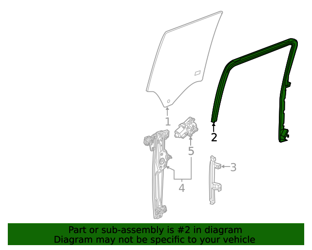 2019-2023 GM Rear Passenger Side Door Window Weatherstrip 84729897 GM ...