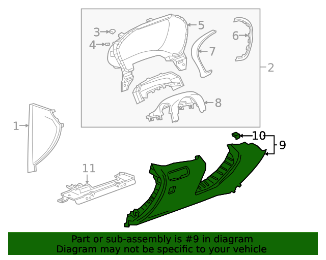 2019-2021 Chevrolet Blazer Knee Bolster 84370719 | GMPartsDirect.com