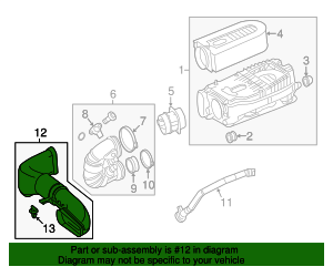 651-090-12-42 - Engine Air Intake Hose 2013-2015 Mercedes-Benz GLK 250 ...