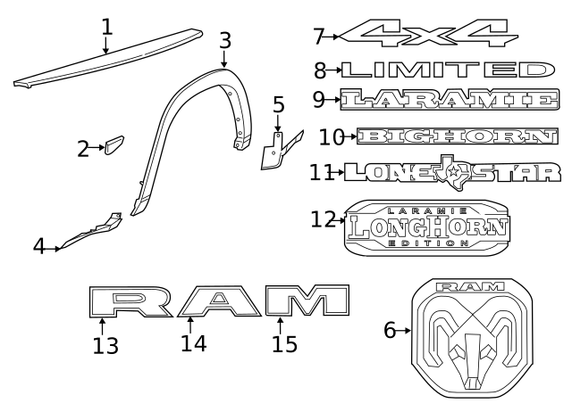 2019-2022 Ram Tailgate Emblem 68276327AA | TascaParts.com
