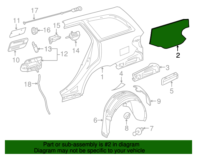 212-682-08-04 - Quarter Panel Insulator 2011-2013 Mercedes-Benz ...
