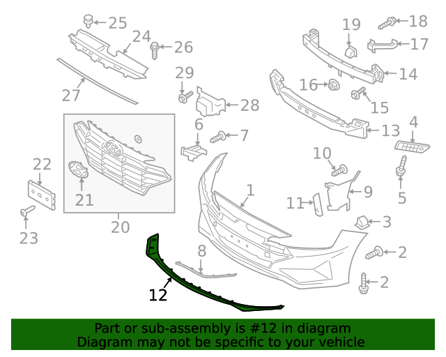 2019-2020 Hyundai Elantra Lower Deflector 86591-F3500 | OEM Hyundai Parts