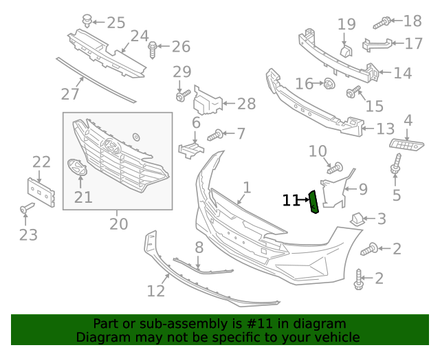 2019-2020 Hyundai Elantra Air Grille 86562-F3500 | OEM Parts Online