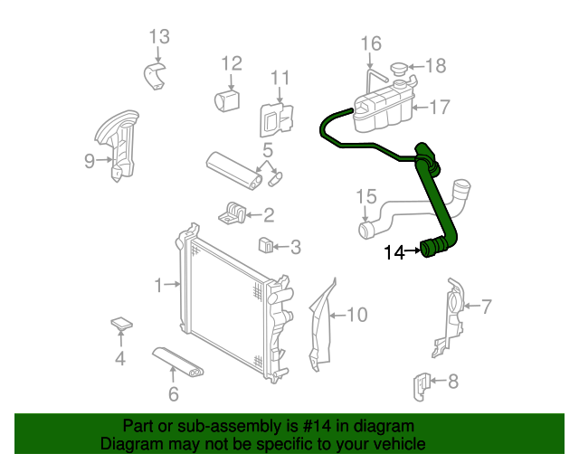 220-501-39-82 - Radiator Coolant Hose 2003-2006 Mercedes-Benz ...