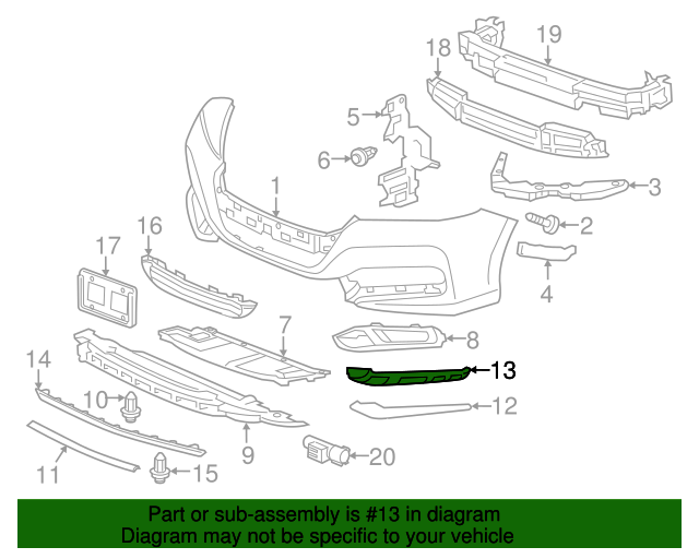 71111-T3V-A01 - Garnish, R Front Bumper 2014 Honda Accord | Honda Parts ...