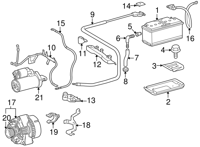 001-546-01-43 - Positive Cable Bracket 1998-2002 Mercedes-Benz ...