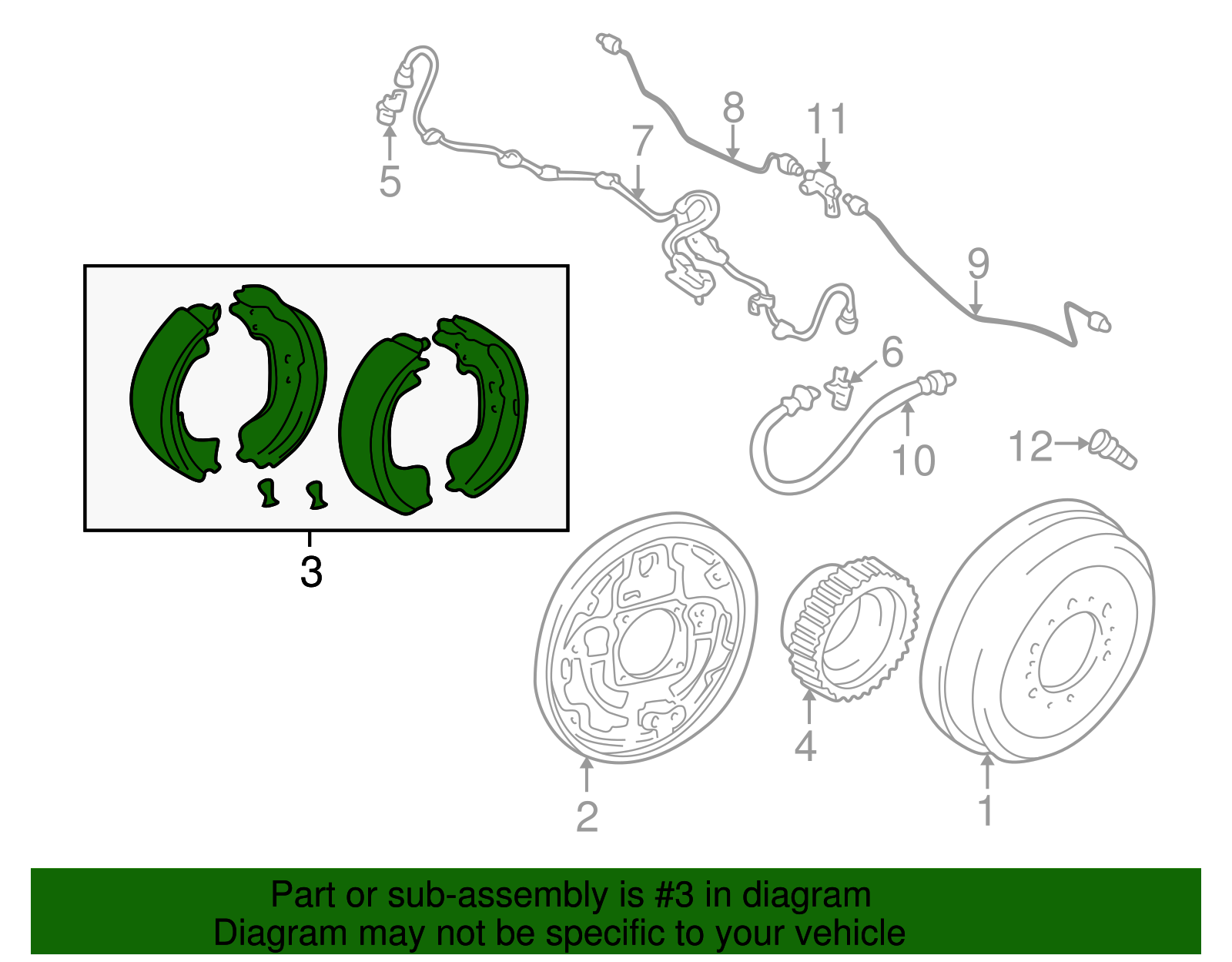 Genuine Toyota Brake Shoes part# 04495-35250 for 2001-2006 Toyota ...