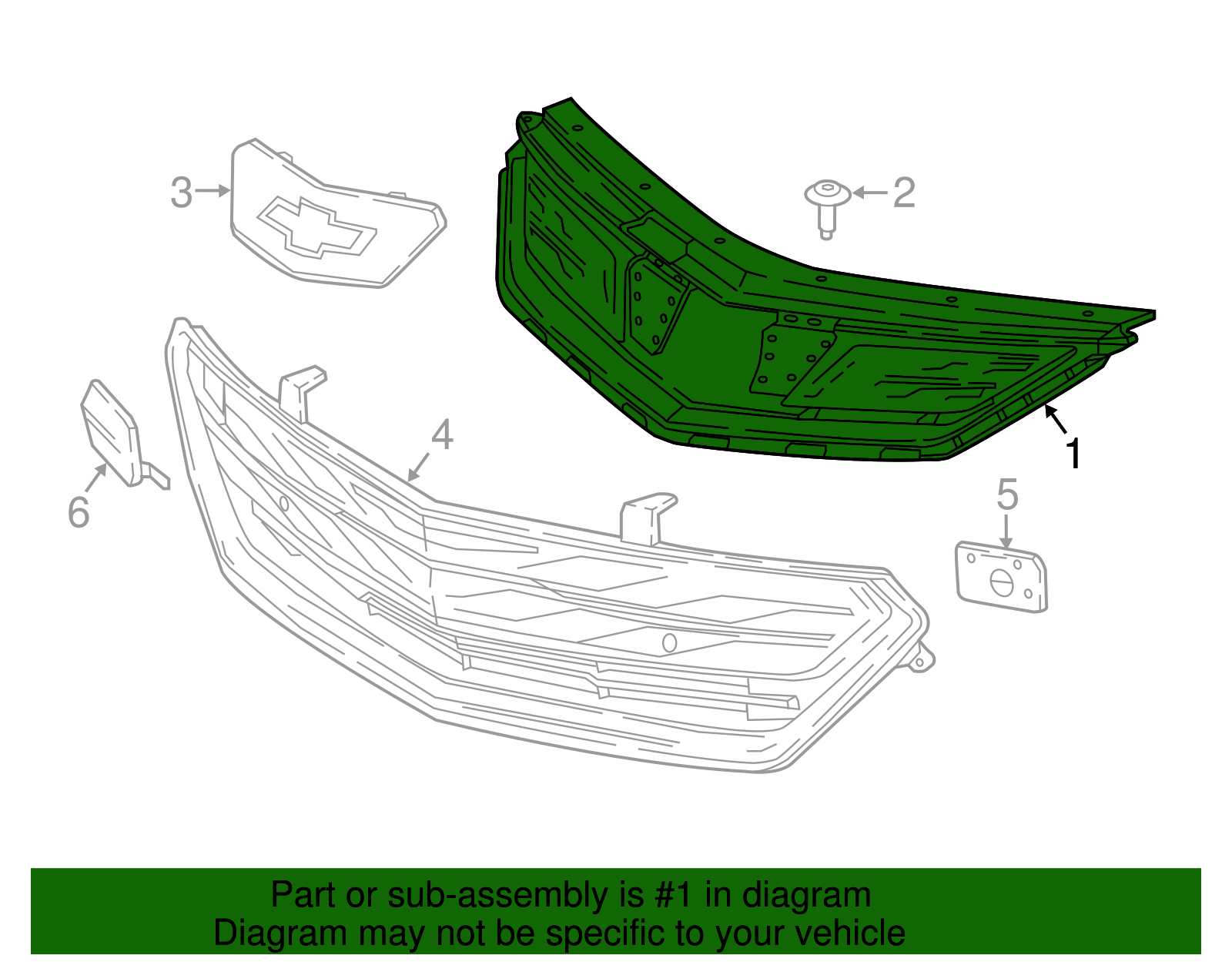 2017-2019 Chevrolet Volt Front Upper Grille 84036277 GM | GMPartsDirect.com