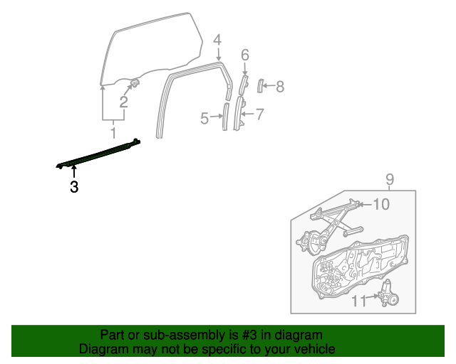 68180-08010 - Weatherstrip Assembly, Rear Door Glass, Outer Right ...