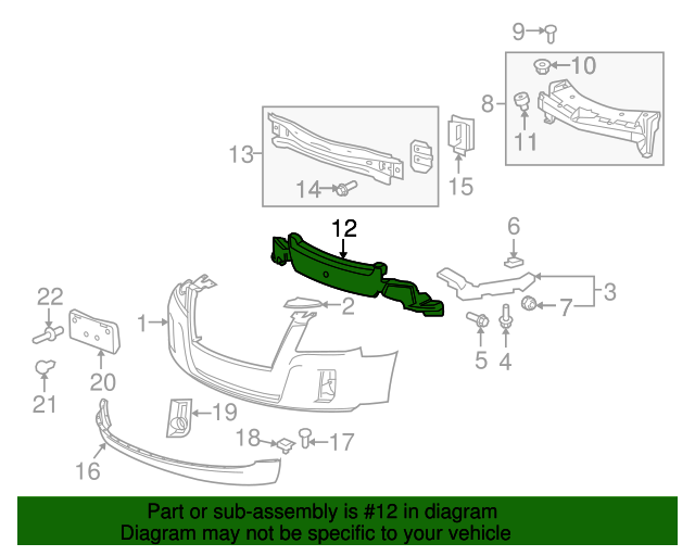 2010-2015 GMC Terrain Front Bumper Energy Absorber 22989642 GM ...